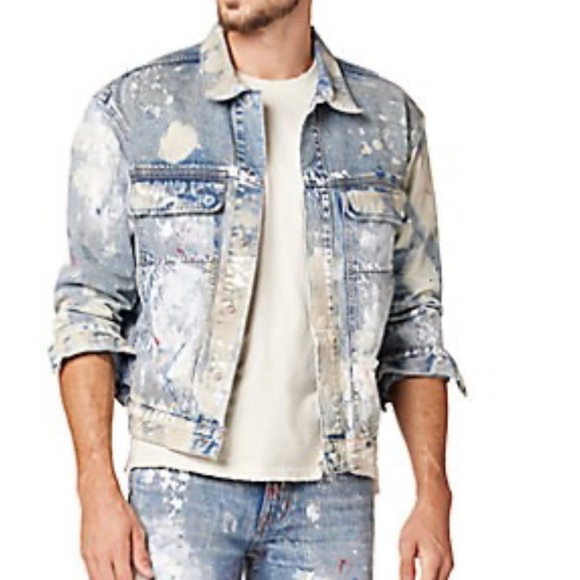 Hudson Jeans | Jackets & Coats | Hudson Distressed Jean Jacket Paint ...